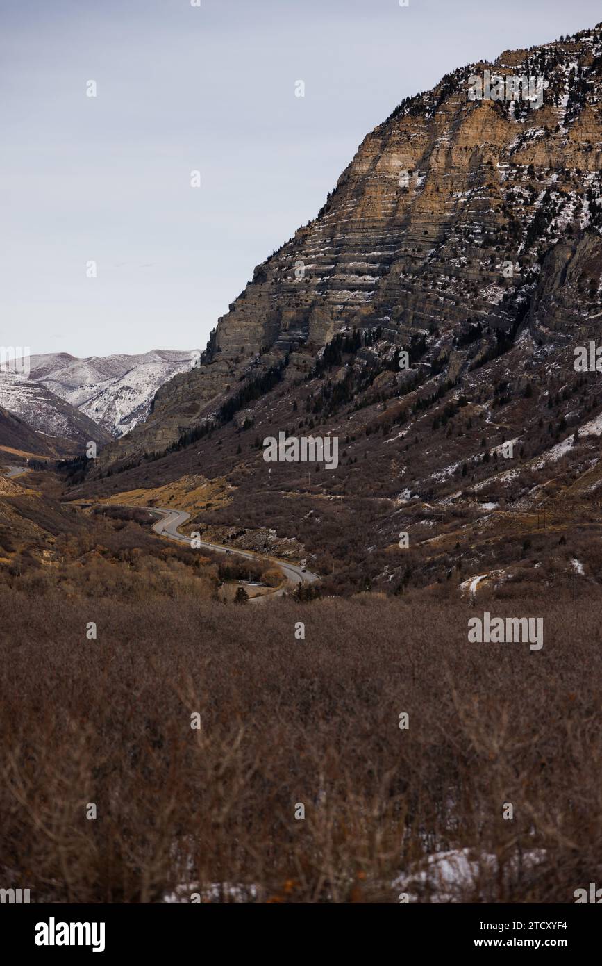road through provo canyon utah in winter Stock Photo - Alamy