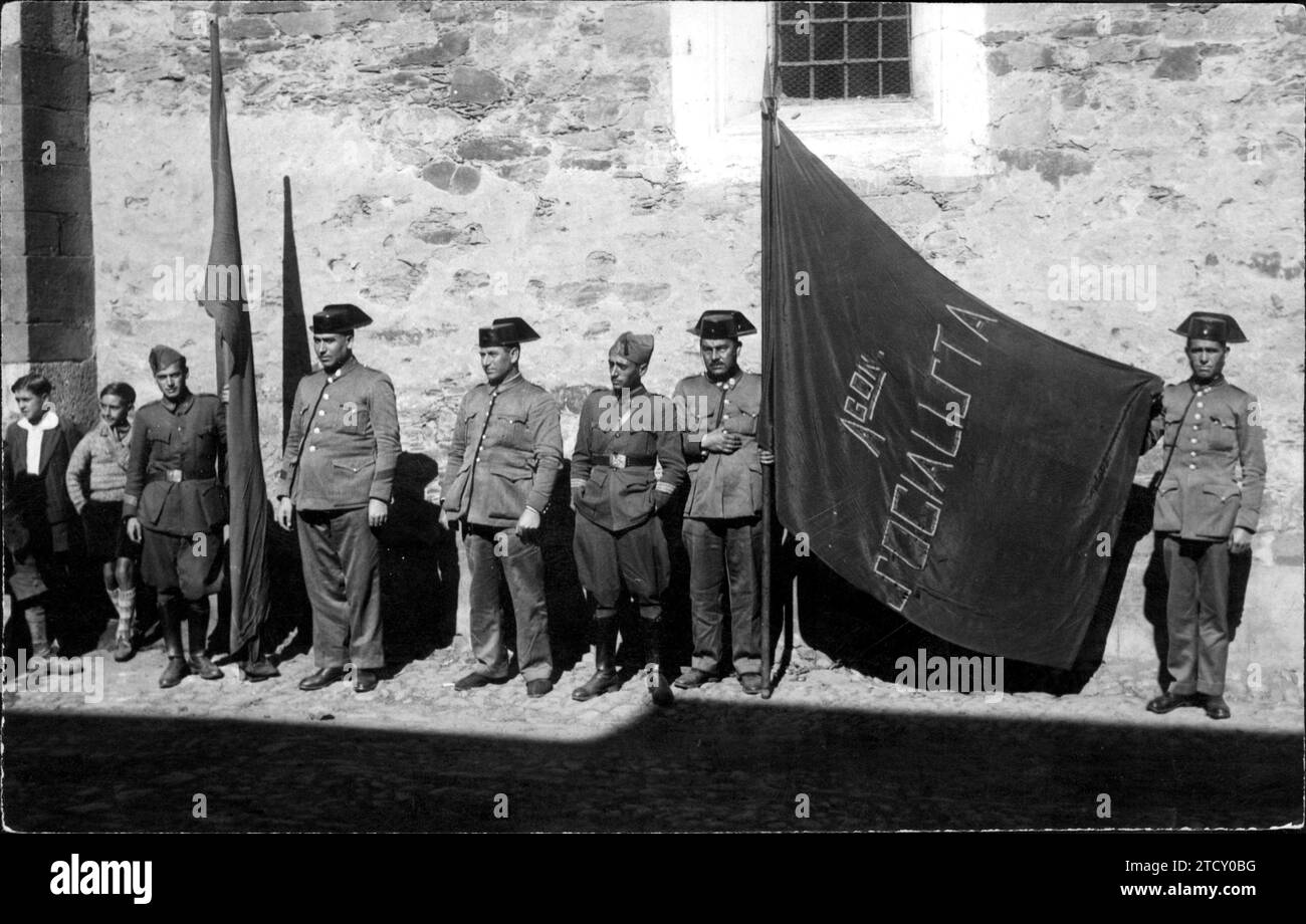09/30/1934. Communist Red Flags that were placed in the town hall of ...
