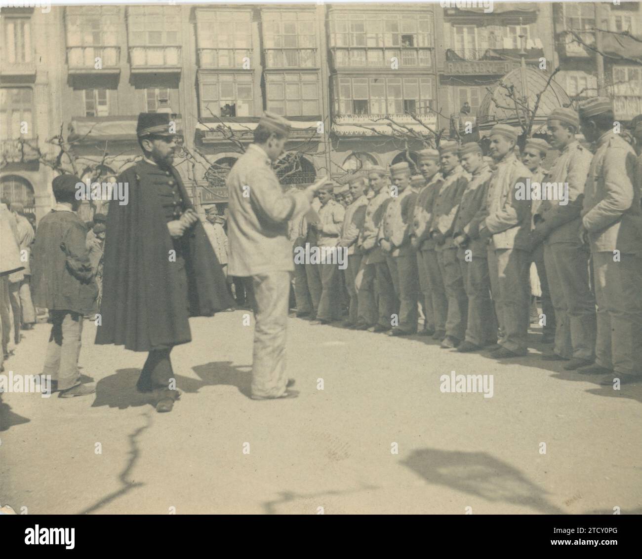 Santander, March 1895. Cuban War. Taking roll call of the soldiers in ...