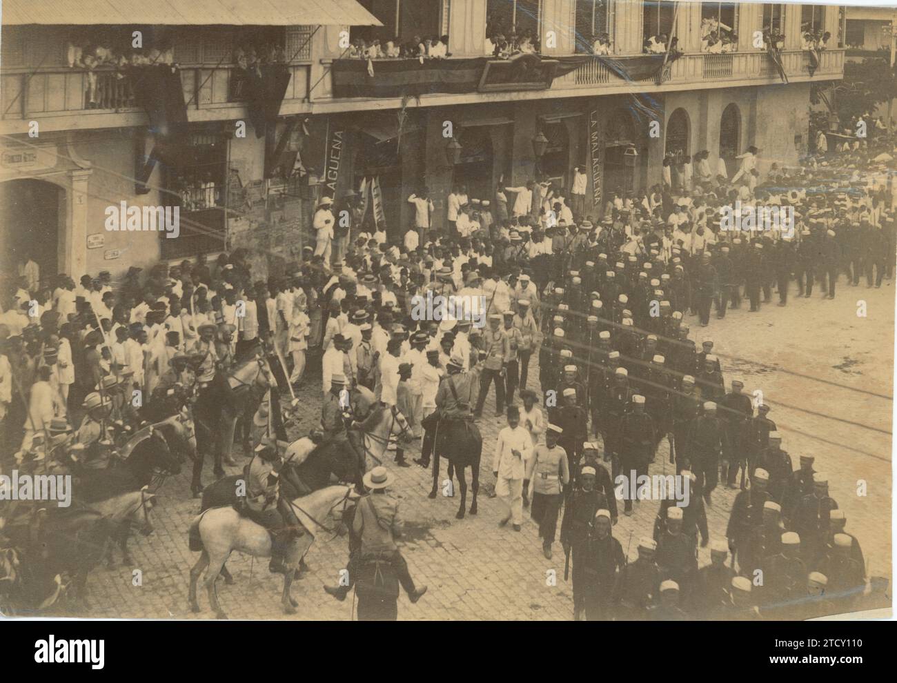 Havana, December 1896. Cuban War. Marine Corps Battalion Parade. Credit ...