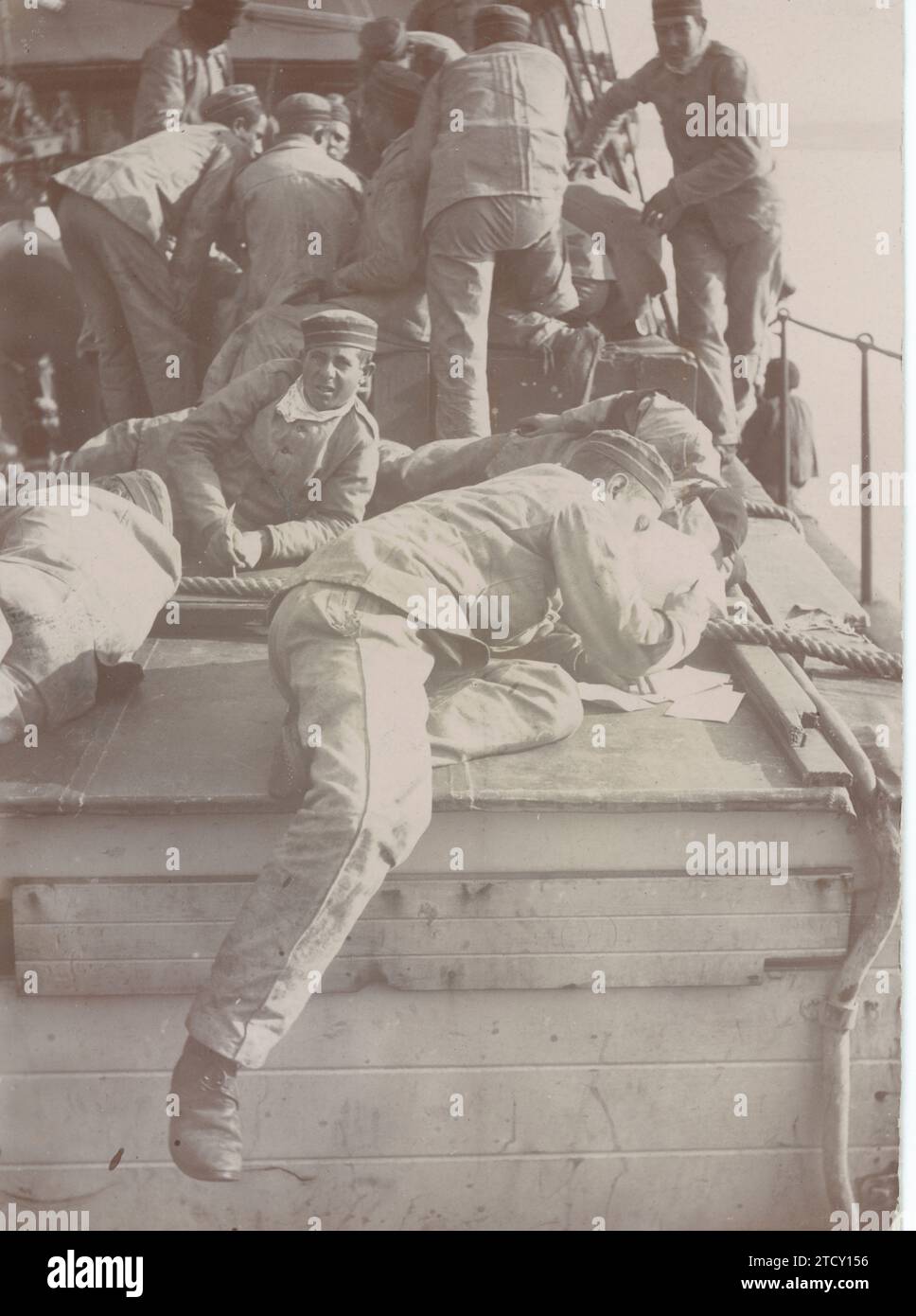 Santander, February 1896. Cuban War. Soldiers aboard the "Santiago ...