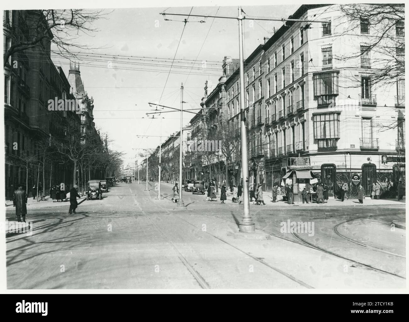 Madrid, 1924. View of Serrano street corner with Goya street, with the ...