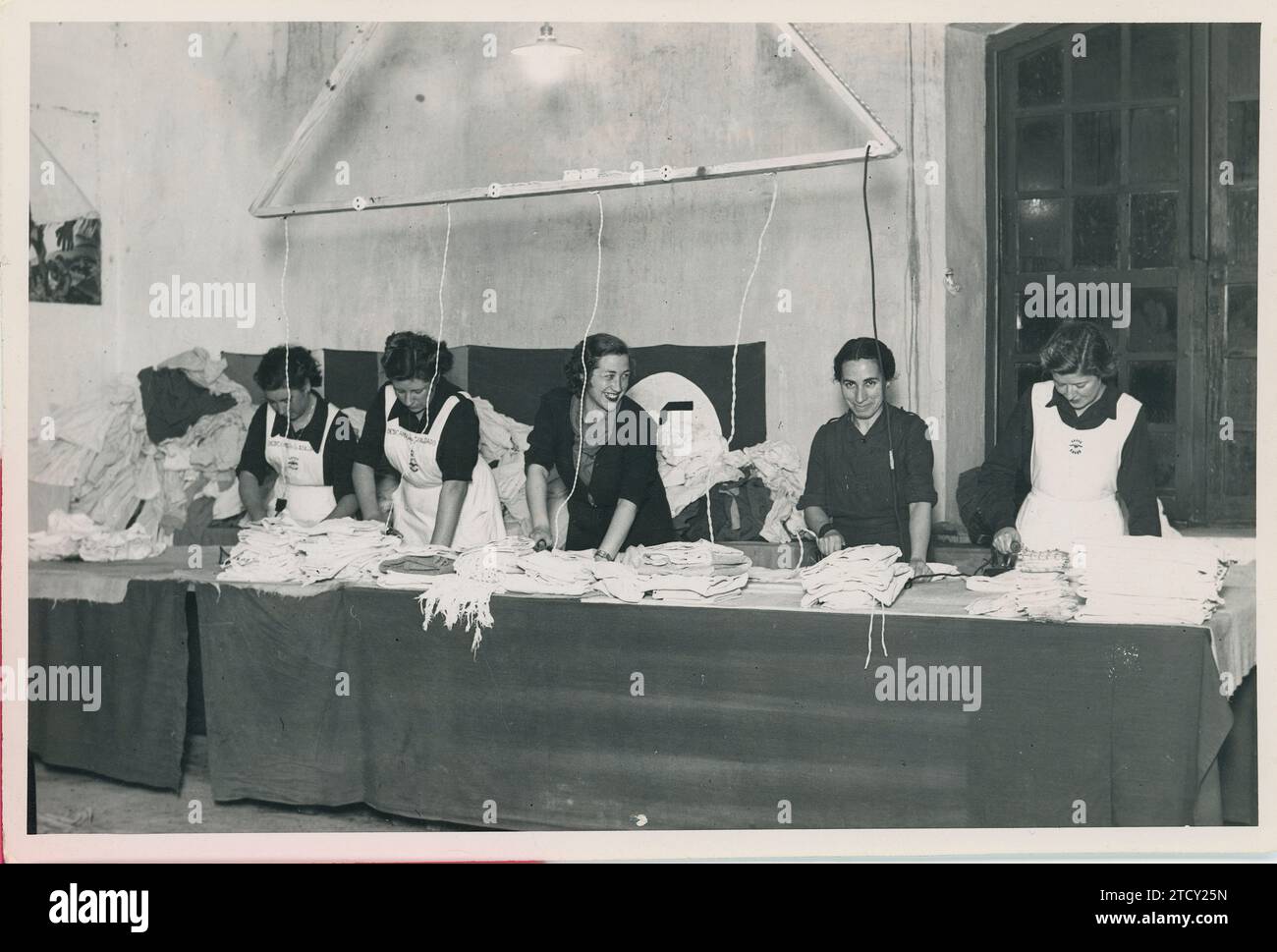 San Sebastián, September 1936. Spanish Civil War. Women working in ironing workshops. Credit ...