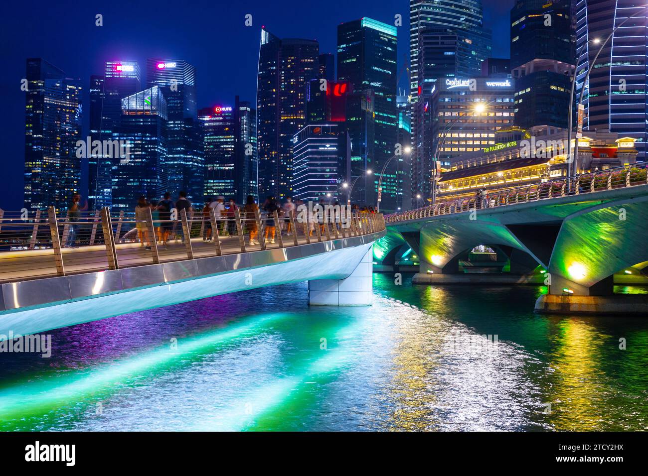 The Singapore skyline, seen from the Jubilee Bridge and Esplanade Drive ...