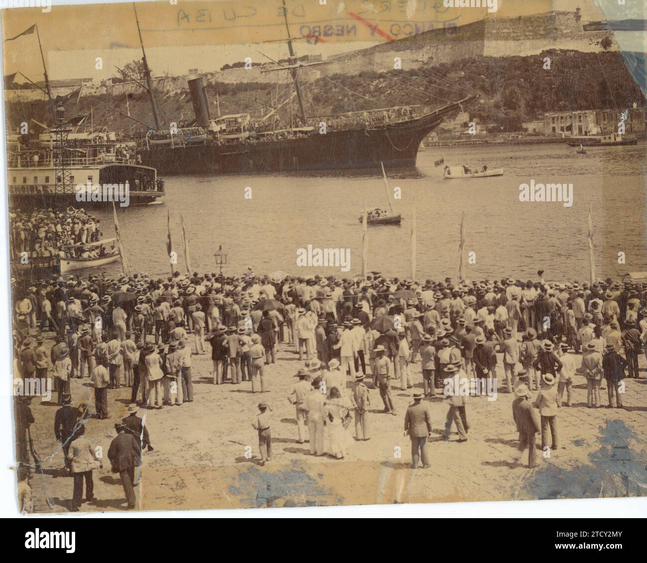 Havana (Cuba), January 1896. Cuban War. The ocean liner Santiago, which ...