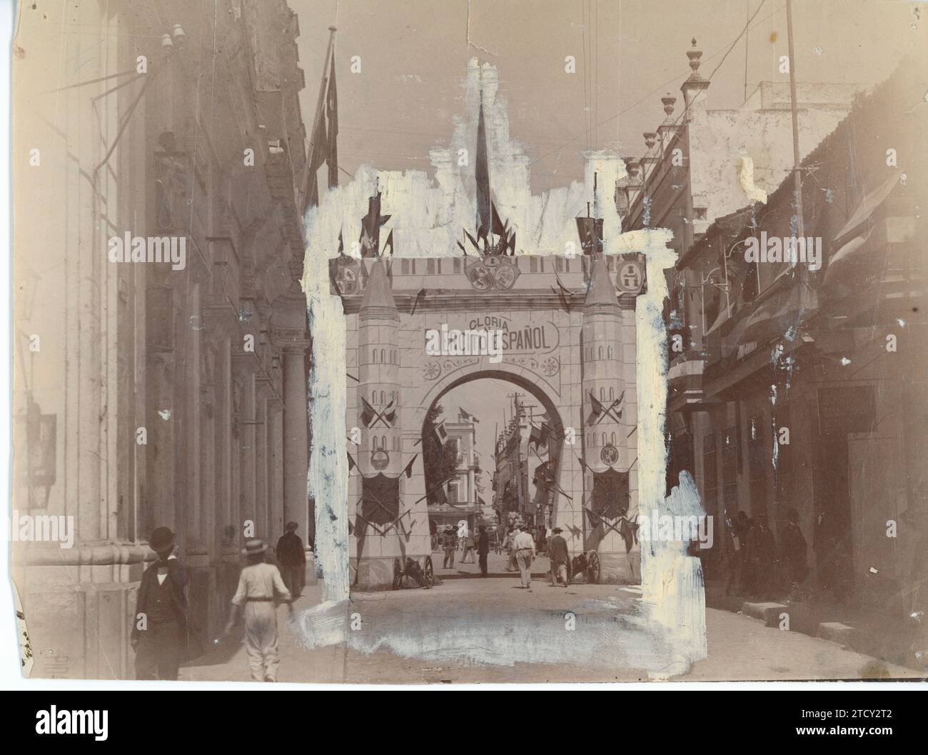 01/01/1896. Havana (Cuba), January. Cuban War. An arch tribute to the ...