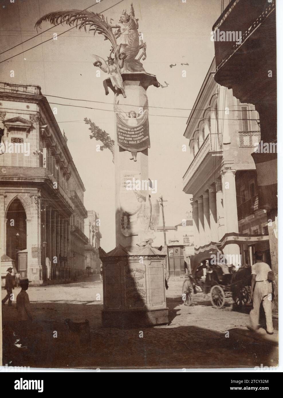 Havana (Cuba), January 1896. Cuban War. Column tribute to Spanish ...