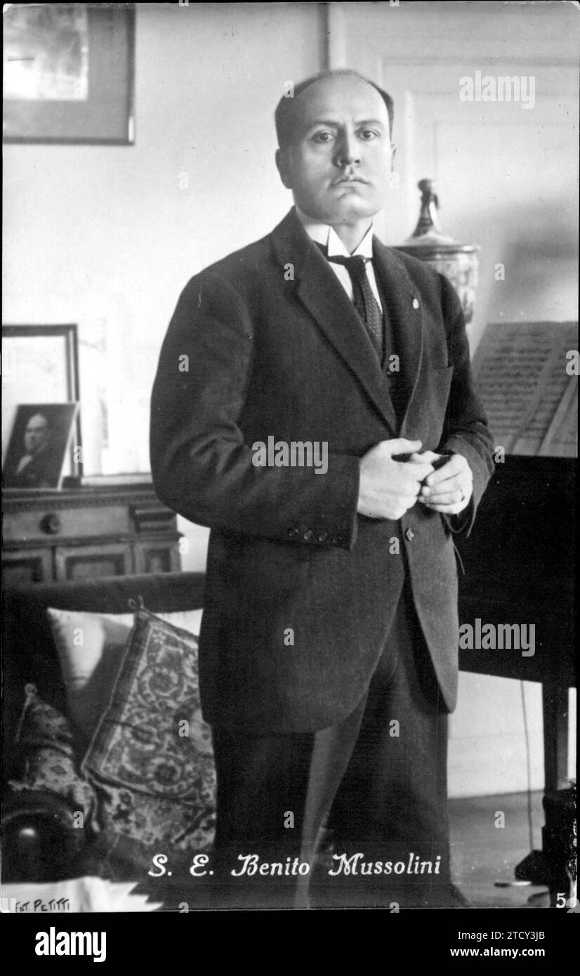 Portrait of Benito Mussolini in Rome in the spring of 1926. Credit ...