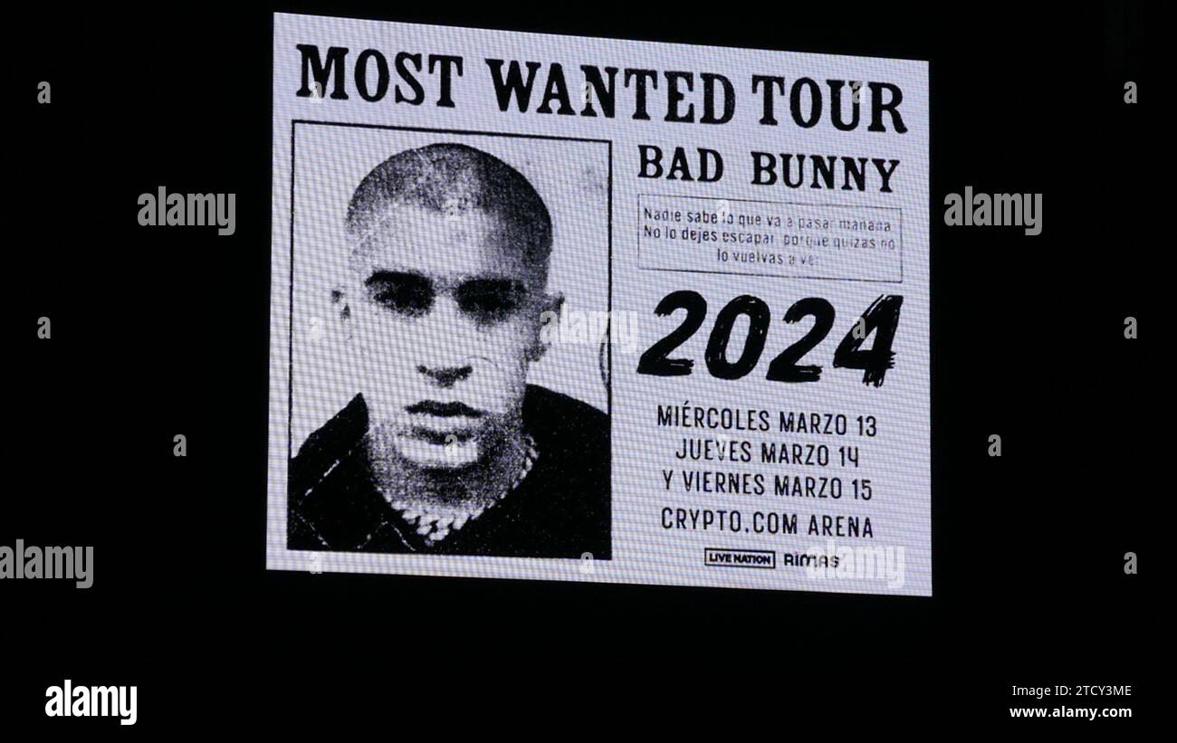 Los Angeles, California, USA 12th December 2023 Bad Bunny Most Wanted ...