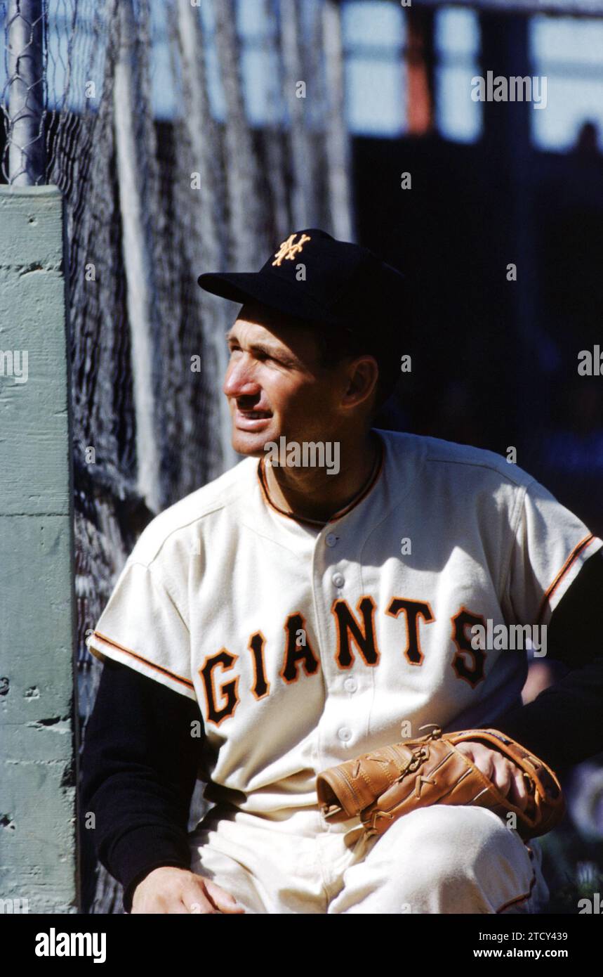 PHOENIX, AZ - MARCH, 1955: Al Dark #19 of the New York Giants sits on ...