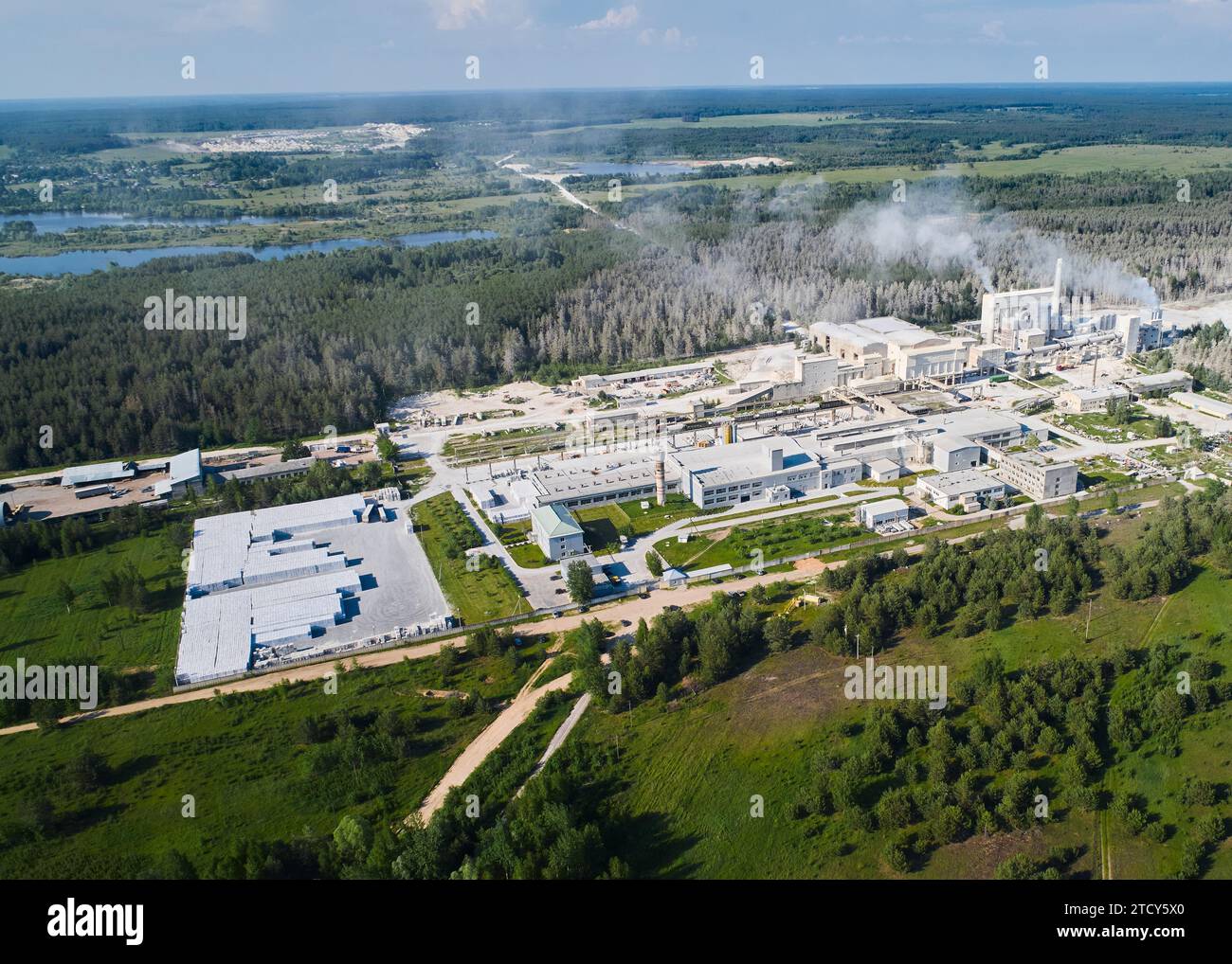 Plant of concrete foam blocks and limestone manufacture Stock Photo - Alamy