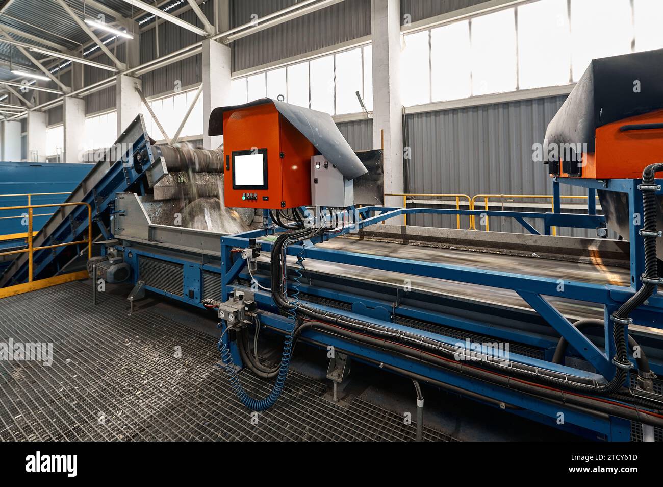 Production line with conveyors at waste recycling plant Stock Photo - Alamy