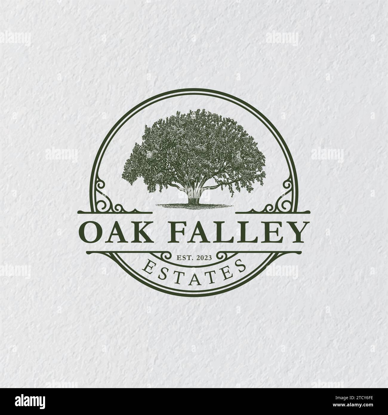 oak tree vintage logo, icon and symbol, with emblem vector illustration ...
