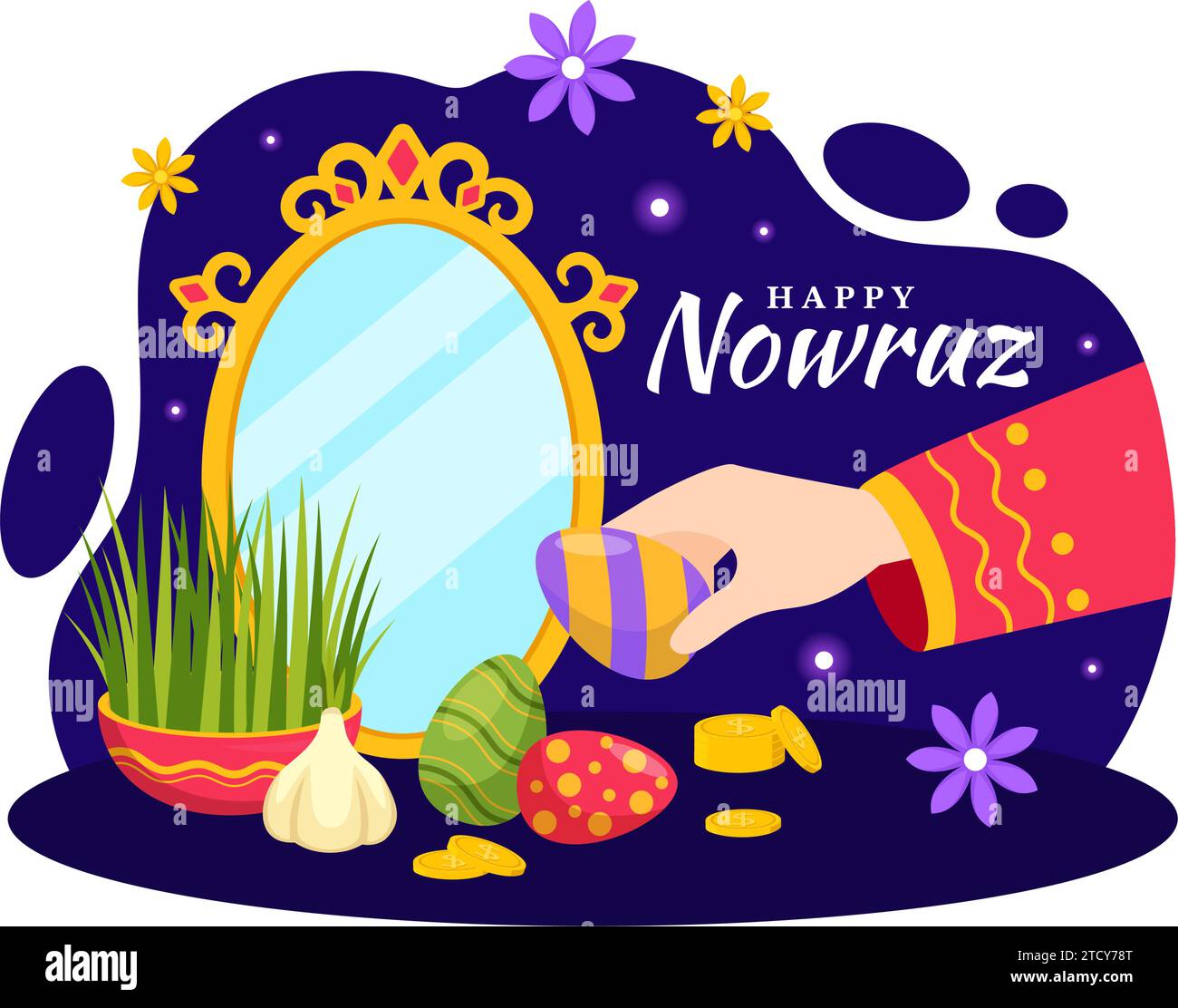 Happy Nowruz Day Vector Illustration. Translation: Persian New Year, on ...