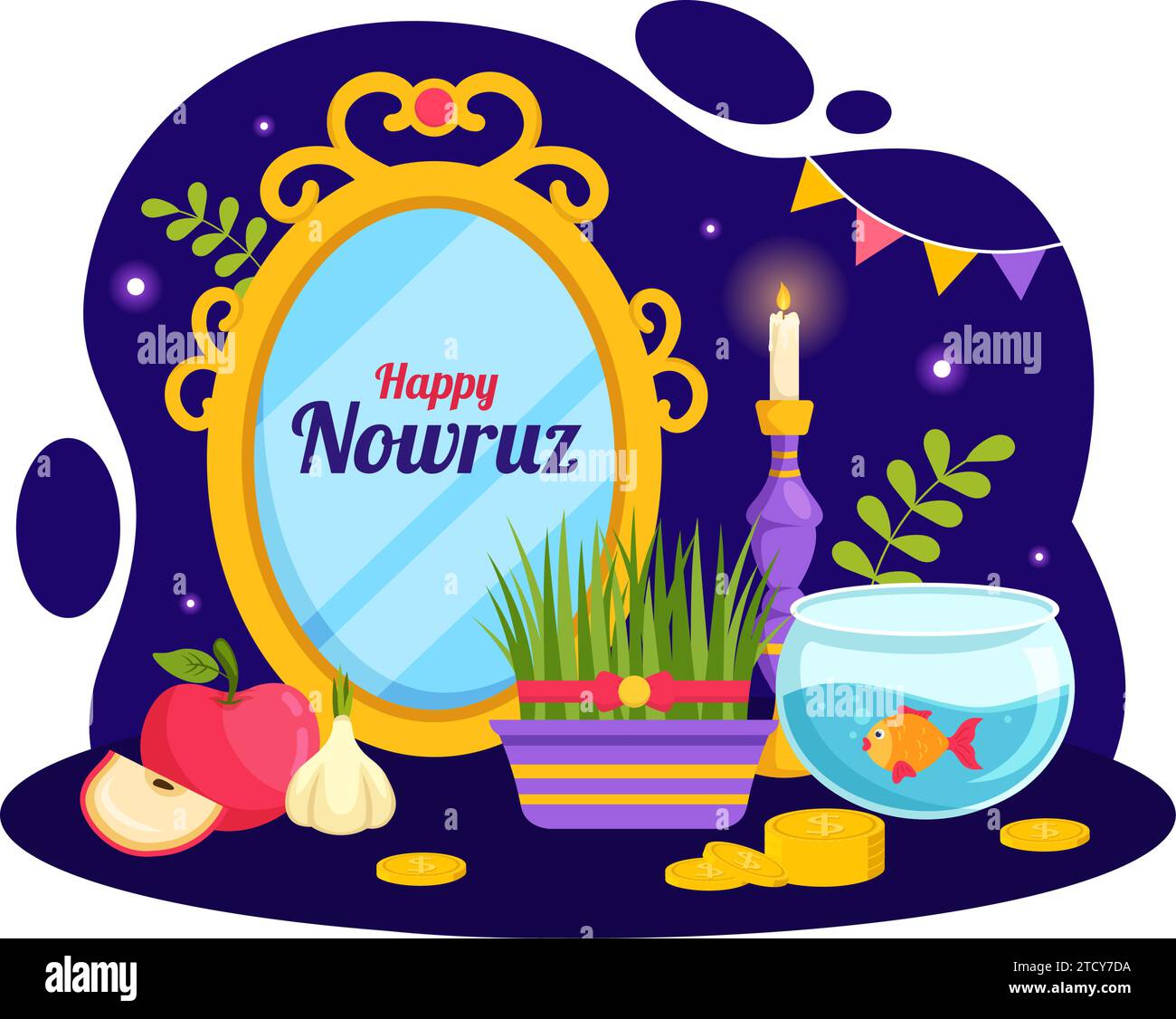 Happy Nowruz Day Vector Illustration. Translation: Persian New Year, on ...