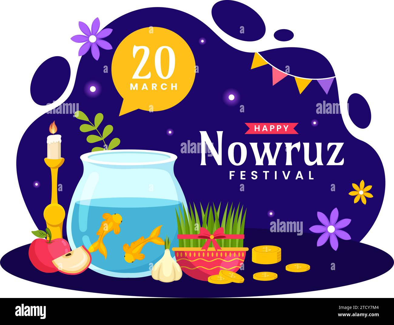 Happy Nowruz Day Vector Illustration. Translation: Persian New Year, on ...