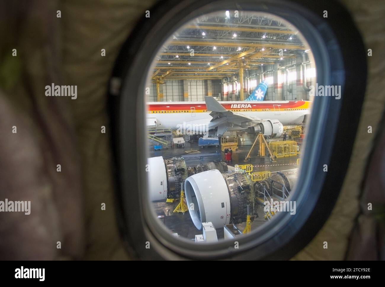 Madrid, 01/18/2016. Iberia area. Aircraft maintenance hangar 6. Photo ...