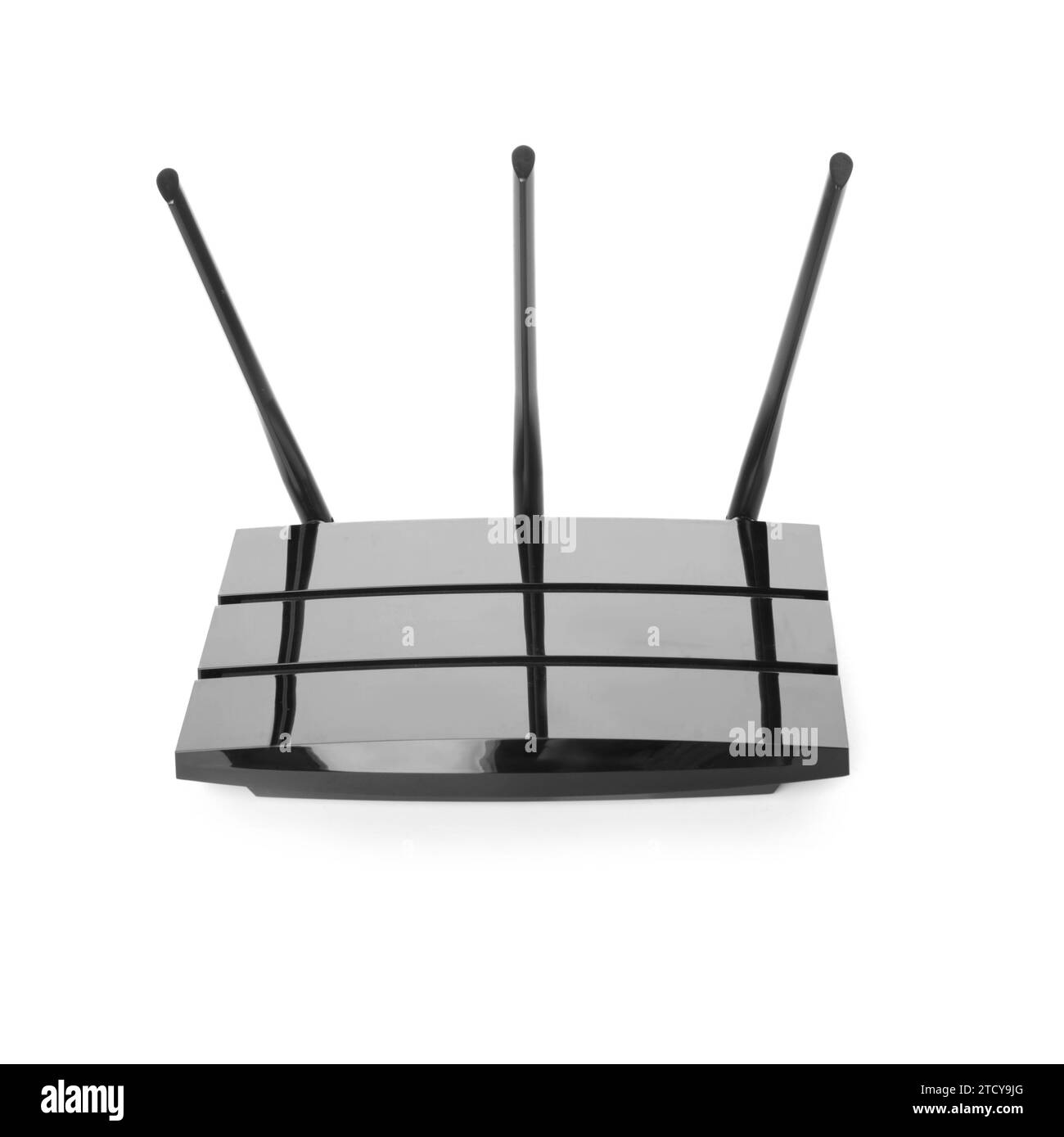 Modern wi-fi router on white background Stock Photo - Alamy