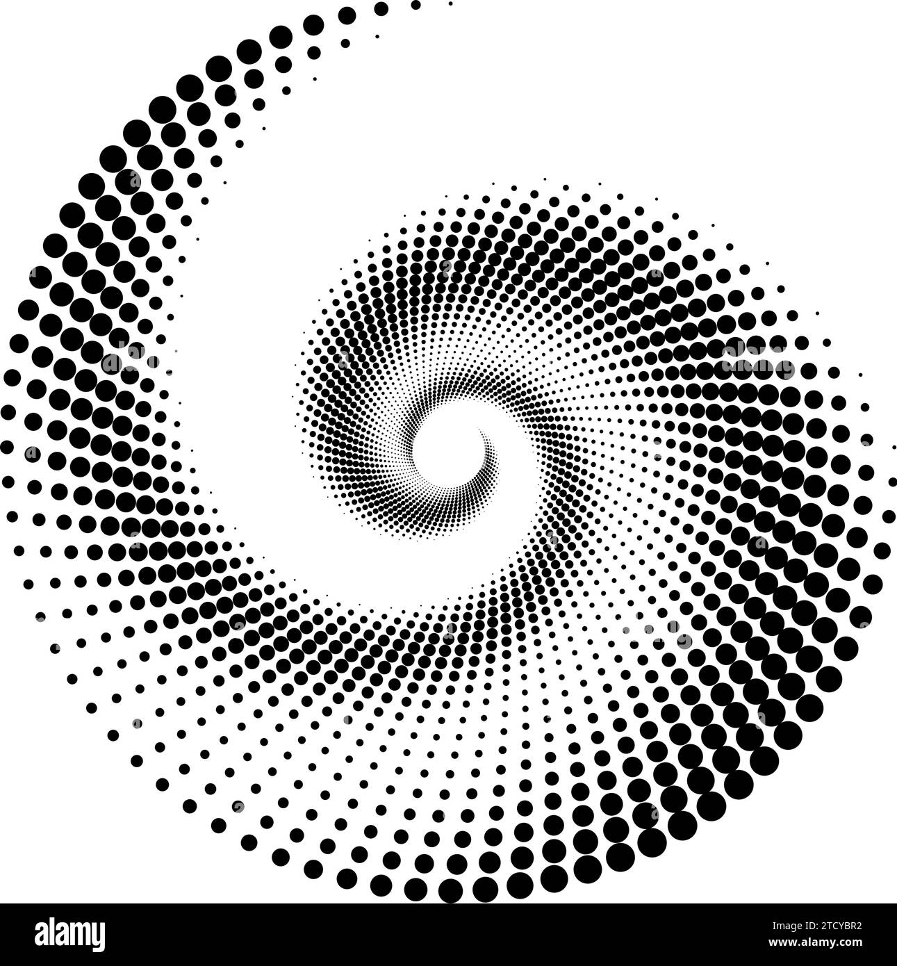 Dotted spiral lines element. Radial spinning halftone form. Circle ...