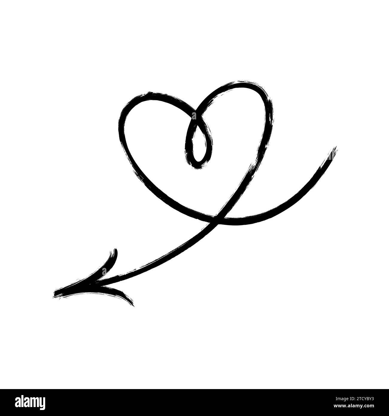 Heart shaped arrow. Brush painted arrow with marker texture. Vector ...
