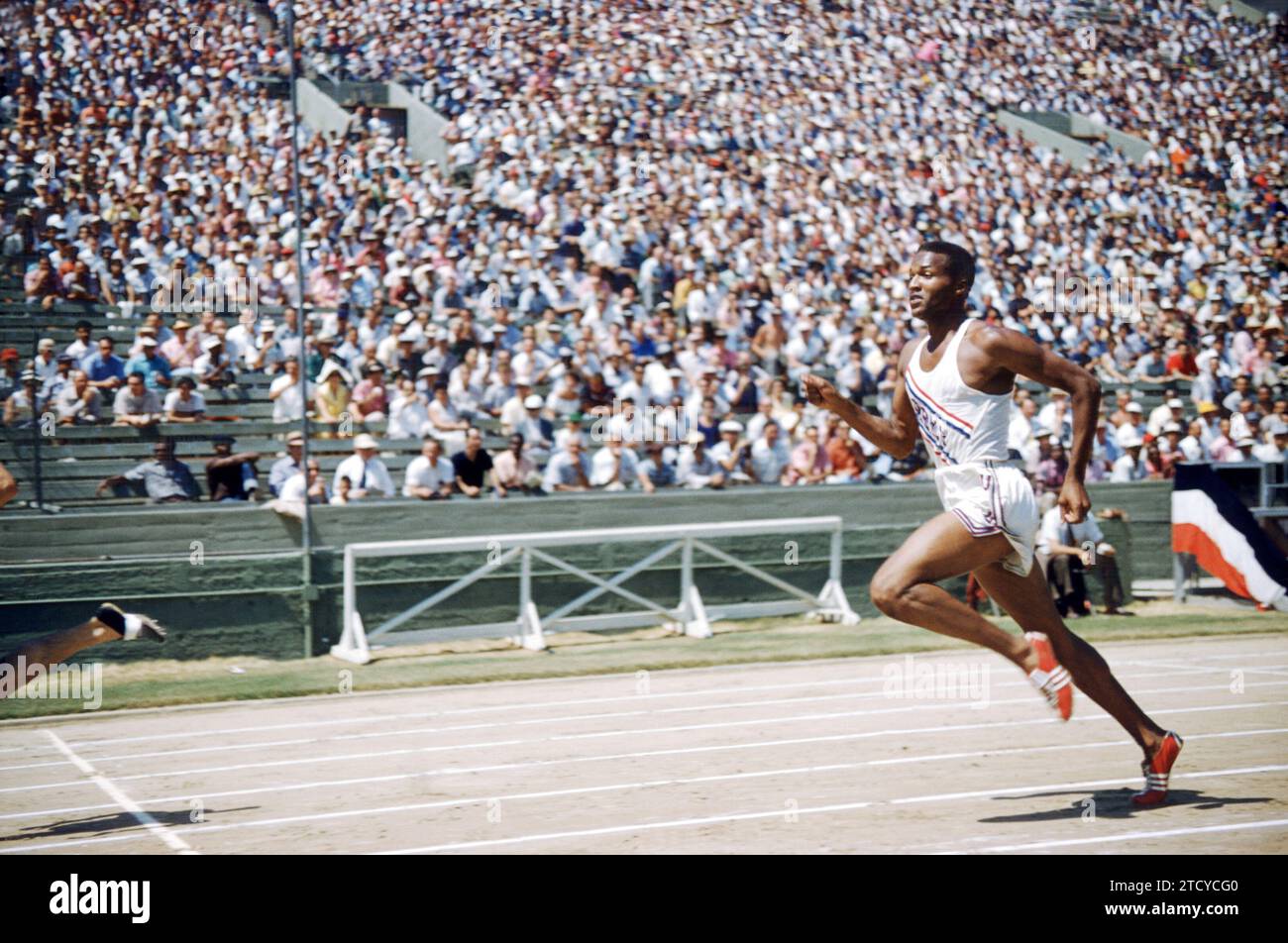 LOS ANGELES, CA - JUNE, 1956: Lou Jones of the United States runs ...