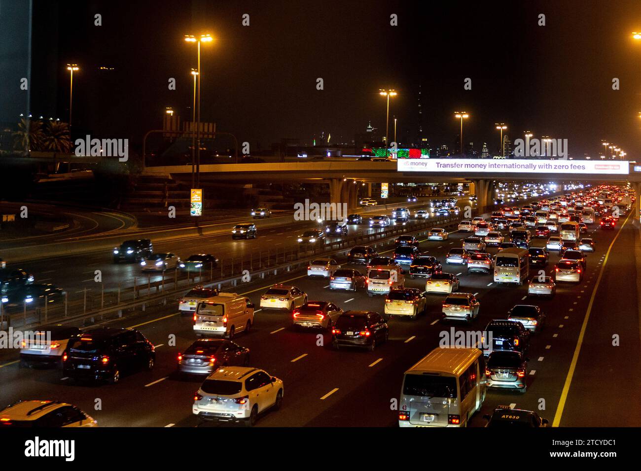 Dubai, United Arab Emirates. 14th Dec, 2023. Intense car traffic is ...