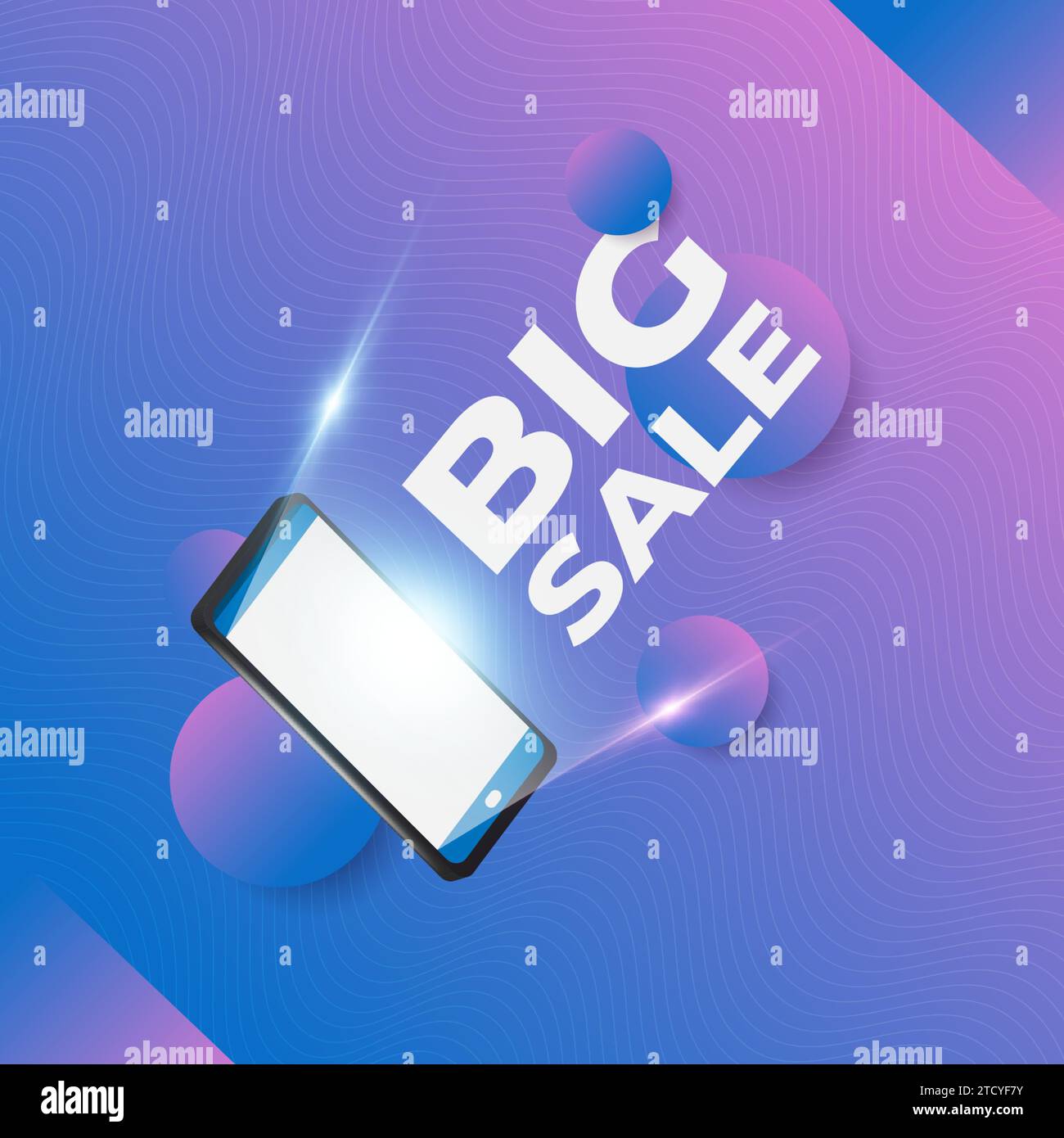 Big sales promotion banner or poster with smartphone lights and 3d ball ...