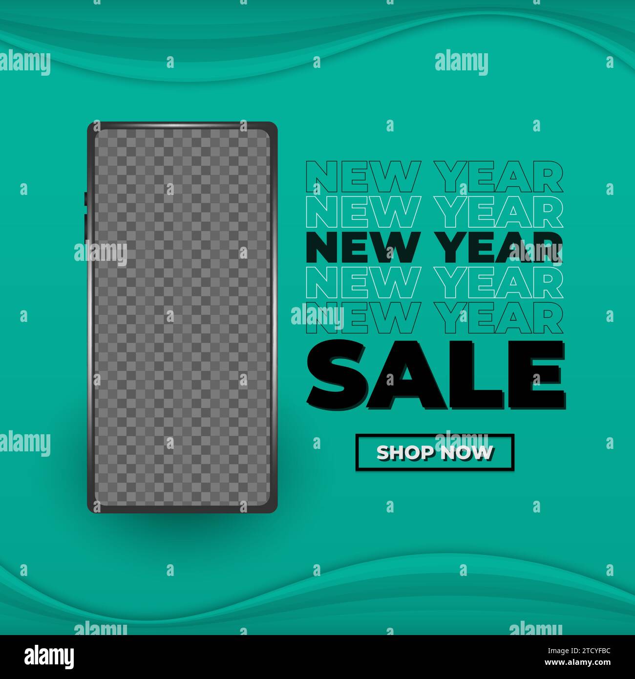 New year sales promotion banner or poster with smartphone template on ...