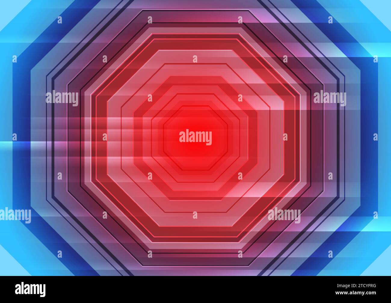 Red blue glossy octagons abstract tech background. Geometric vector ...