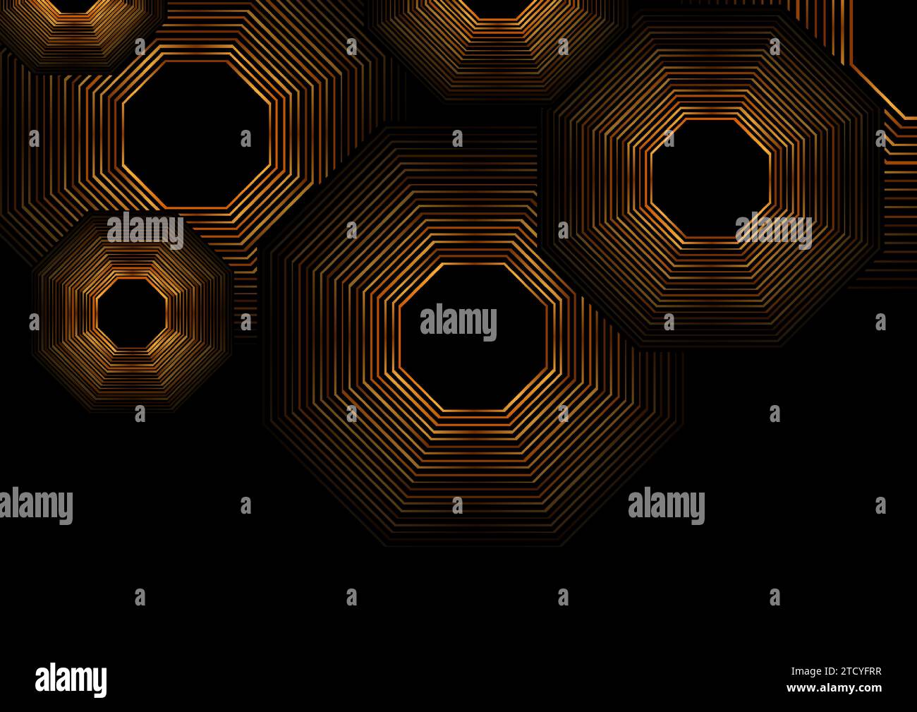 Deluxe golden minimal linear octagons abstract futuristic tech ...