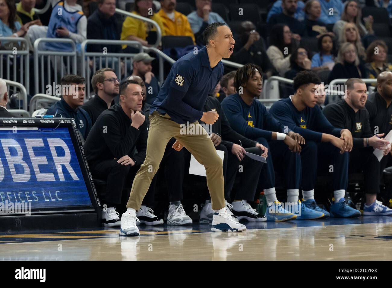 December 14, 2023: Marquette Golden Eagles Shaka Smart yells to his ...