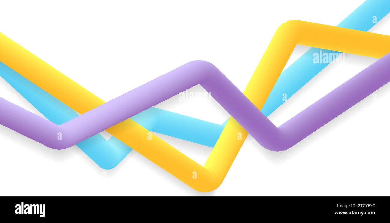 Colorful curved 3d stripes abstract modern geometric background. Vector ...