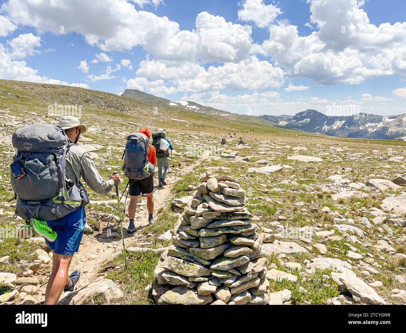 A group of hikers follows the cairn-marked North Inlet Trail across the ...