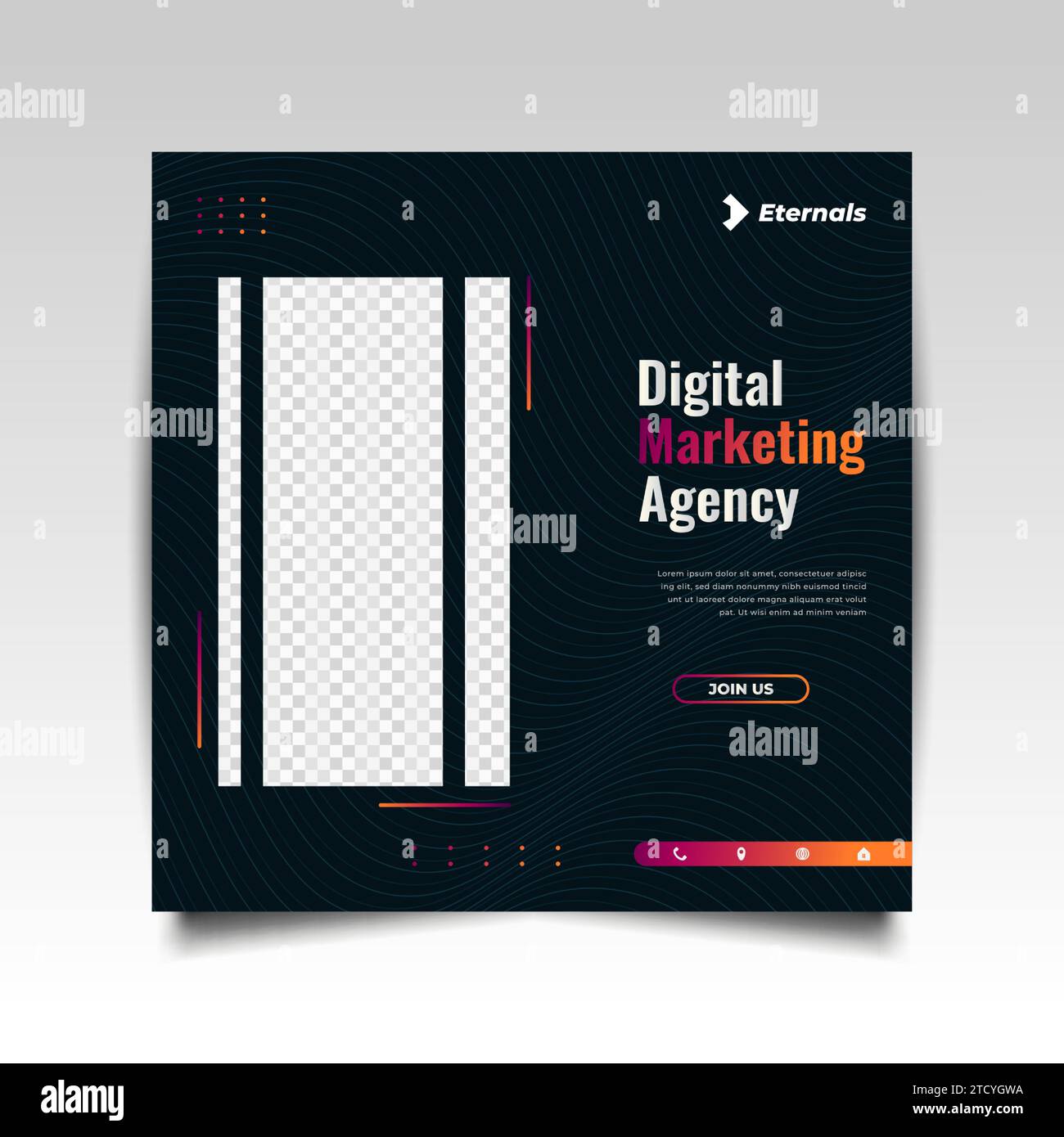 Digital marketing agency social media post template in futuristic and ...