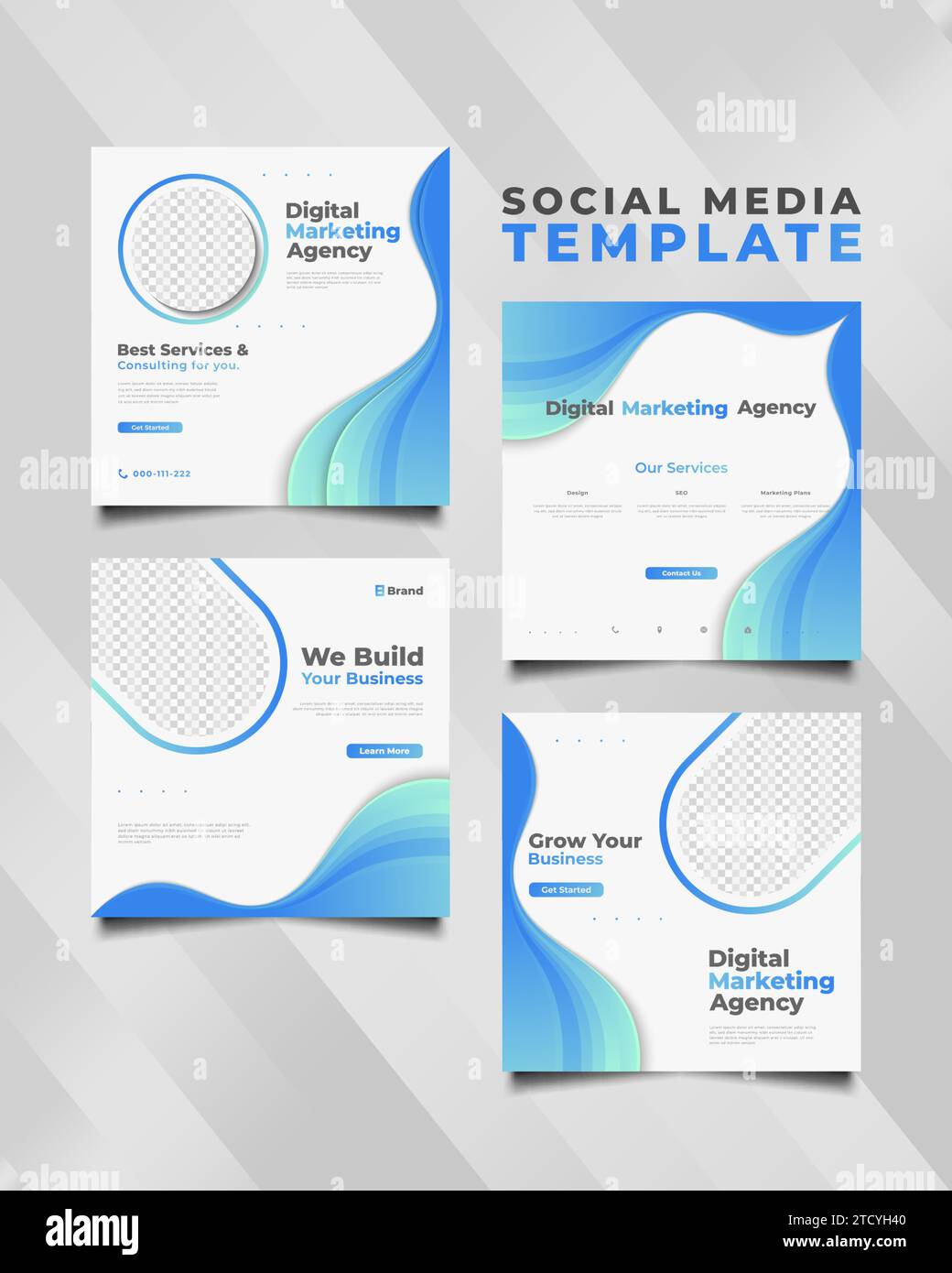 Digital marketing agency social media post template in colorful and ...