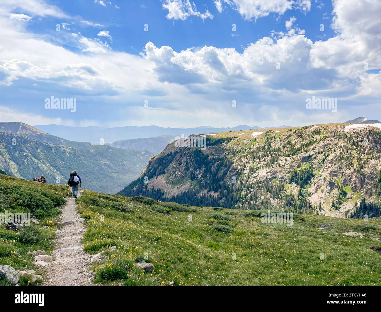 A lone hiker enjoys the vast expanses of the North Inlet Trail, with ...