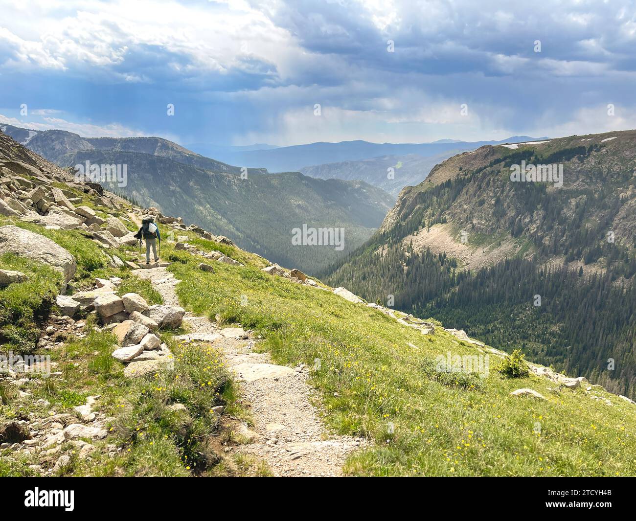 A lone hiker enjoys the vast expanses of the North Inlet Trail, with ...