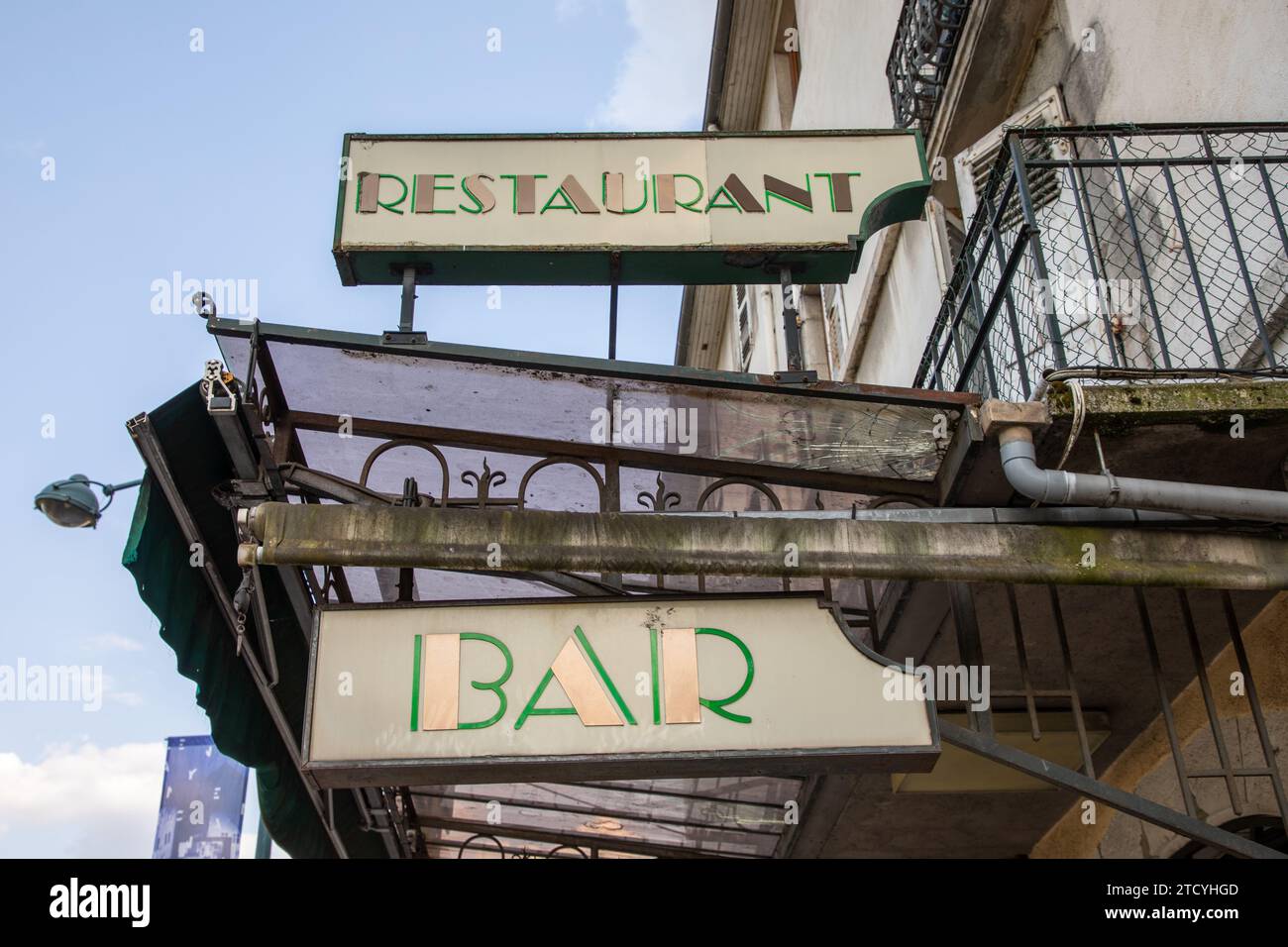 vintage bar restaurant sign text on wall eatery pub coffee in city ...