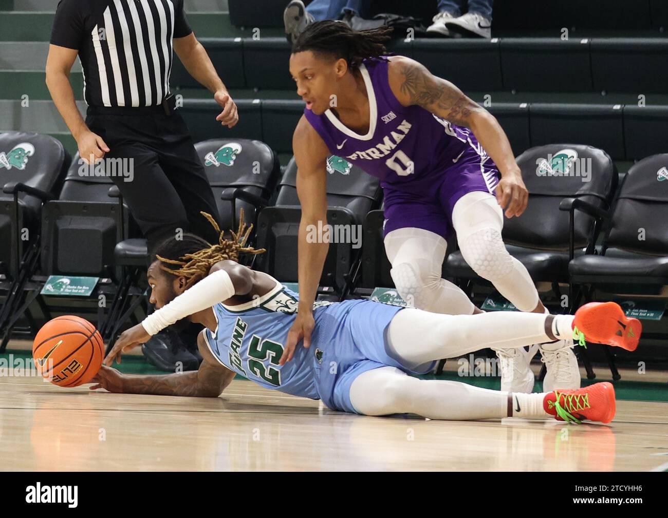 New Orleans, USA. 14th Dec, 2023. Furman Paladins guard PJay Smith Jr ...