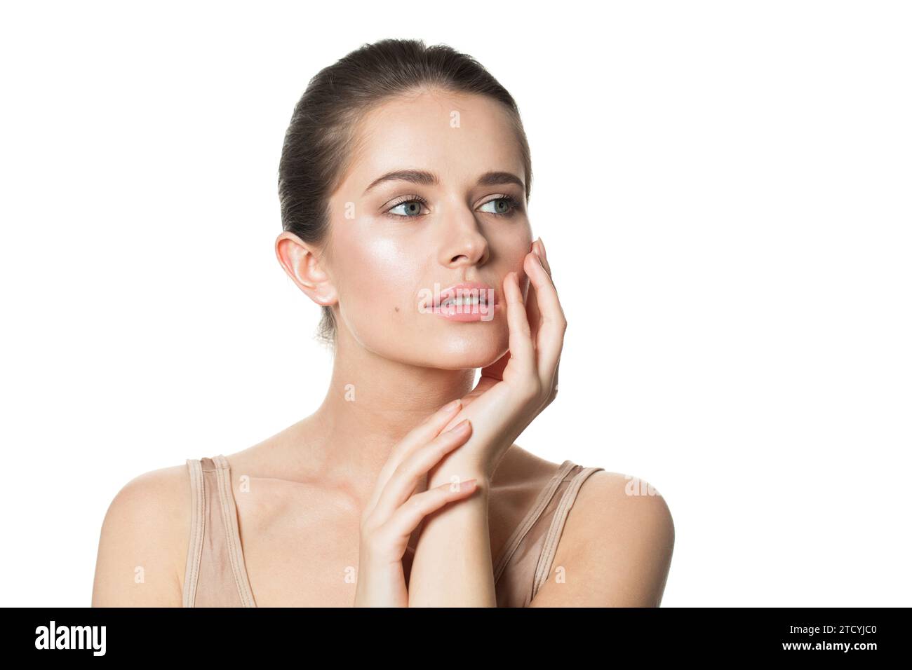 Charming lady brunette portrait. Wellness model woman with healthy skin ...