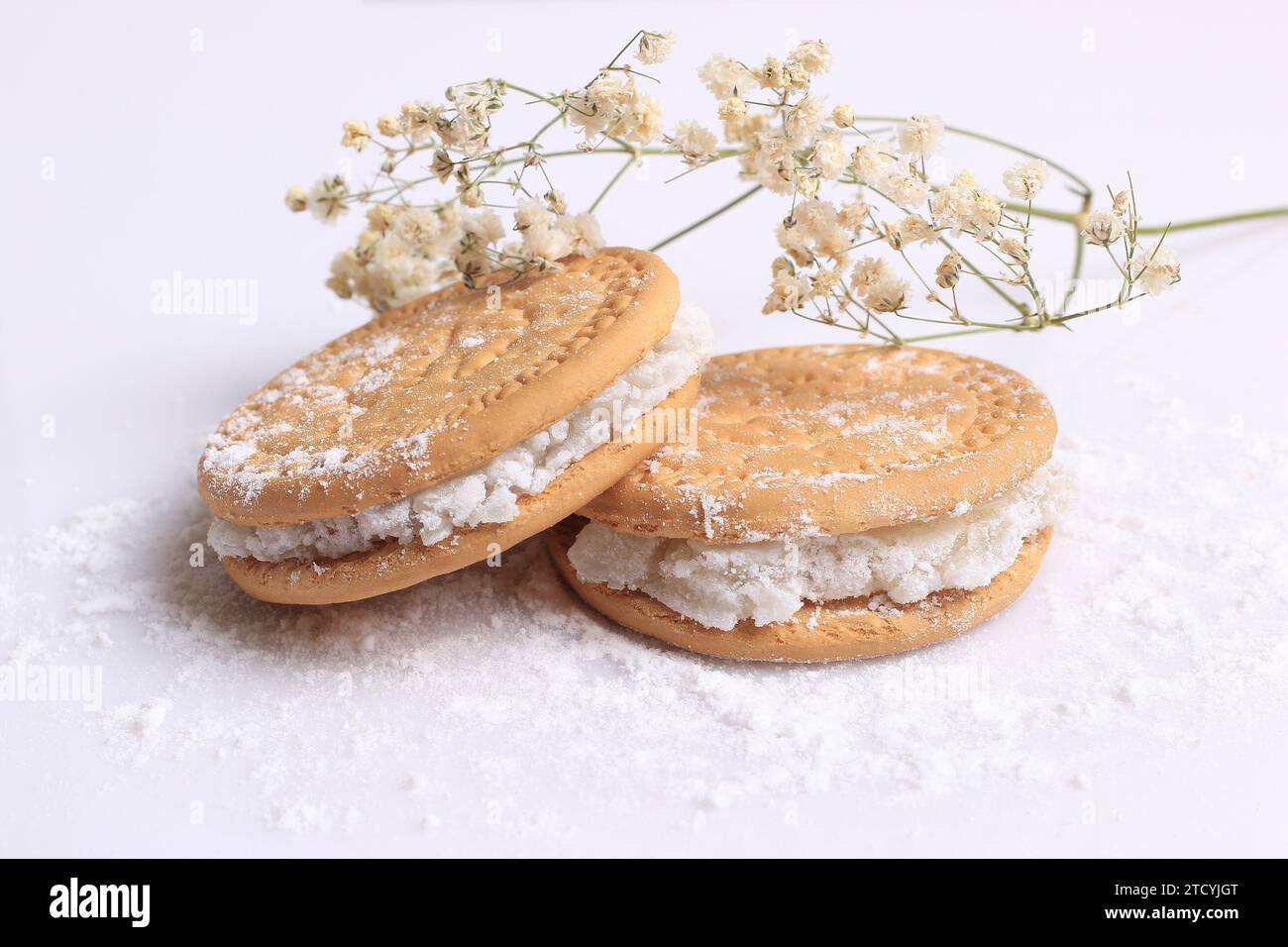 Biscuits filled with Turkish delights on white Stock Photo - Alamy