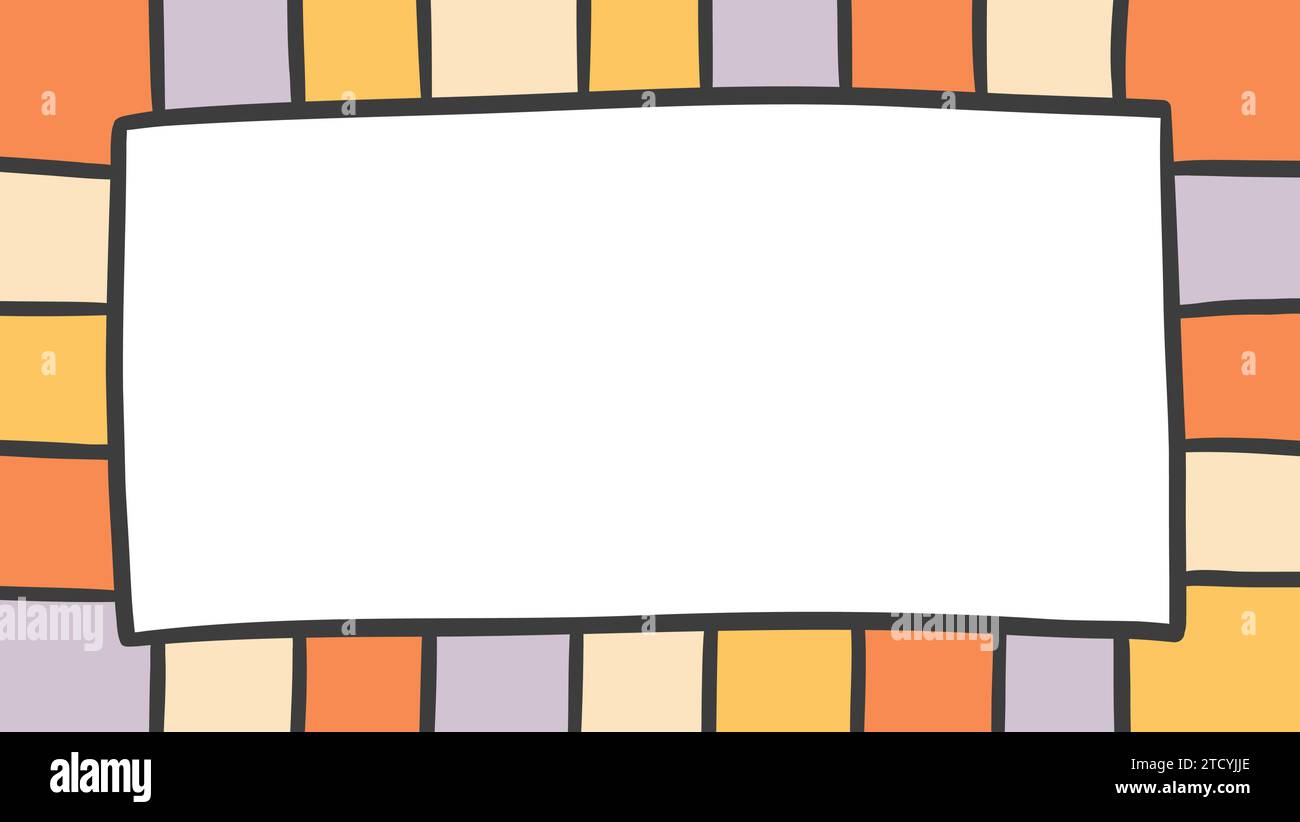 Groovy psychedelic frame in hippie style. Hand drawn retro border ...