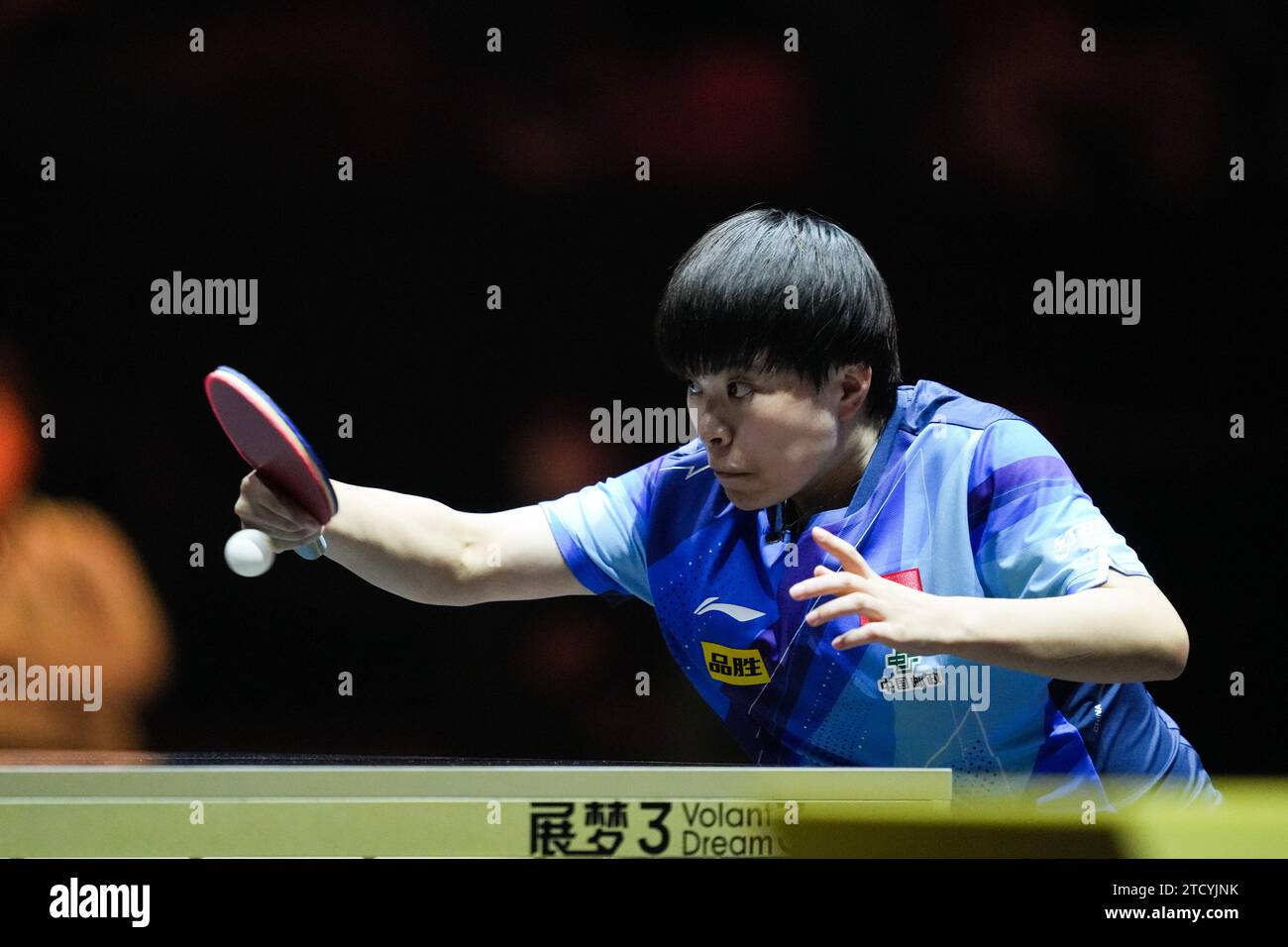 Nagoya, Japan. 15th Dec, 2023. Wang Yidi of China returns the ball ...