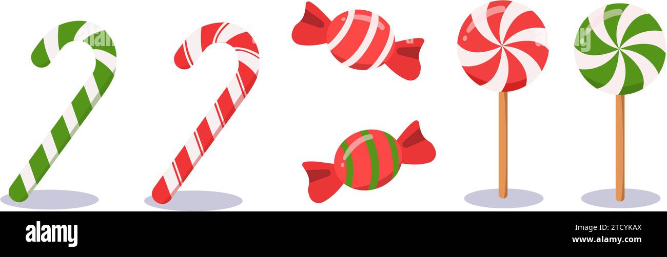 Collection of Christmas candy. Colorful vector illustration in flat ...