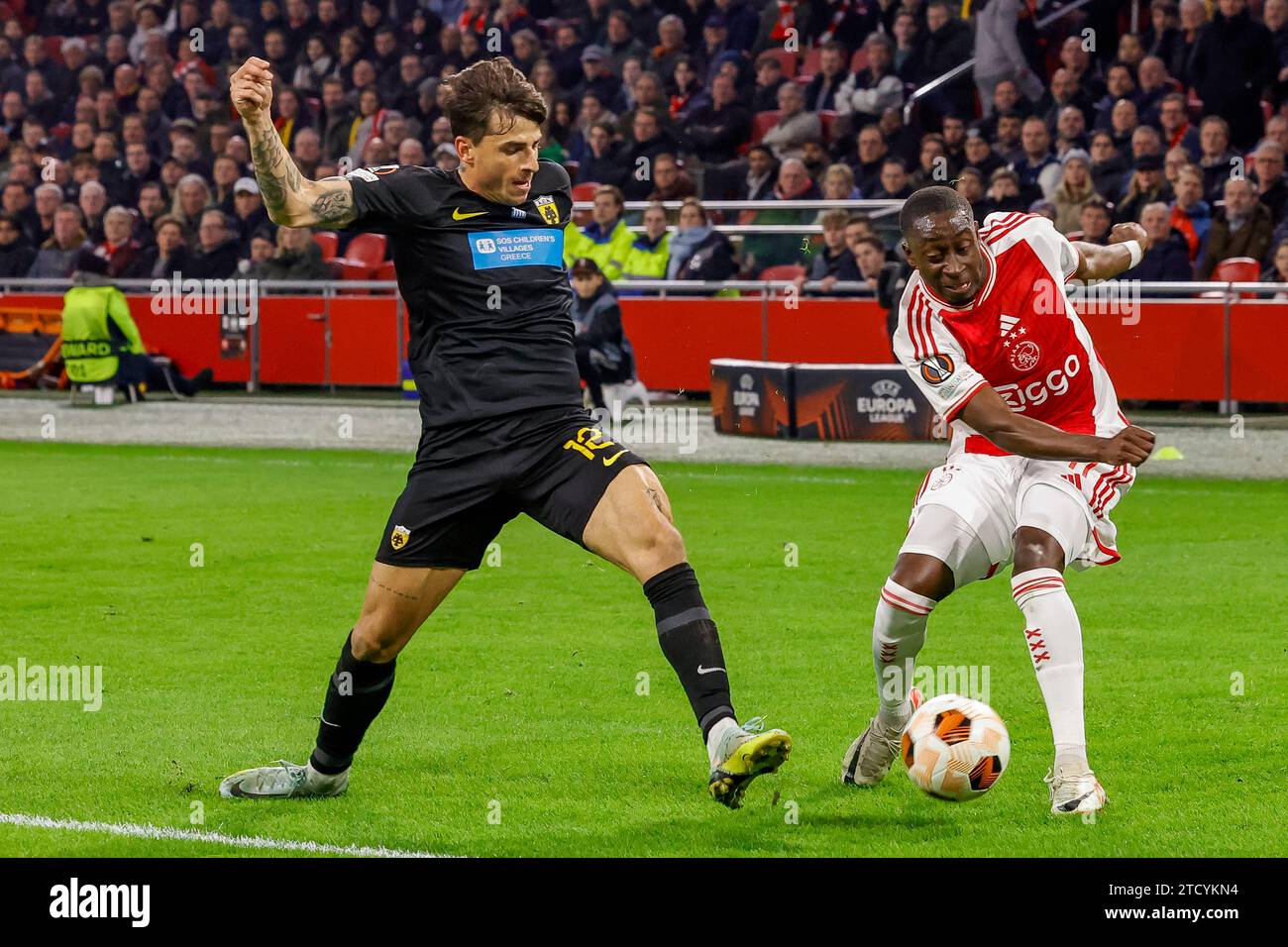 AMSTERDAM, NETHERLANDS - DECEMBER 14: Lazaros Rota (AEK Athene) and ...