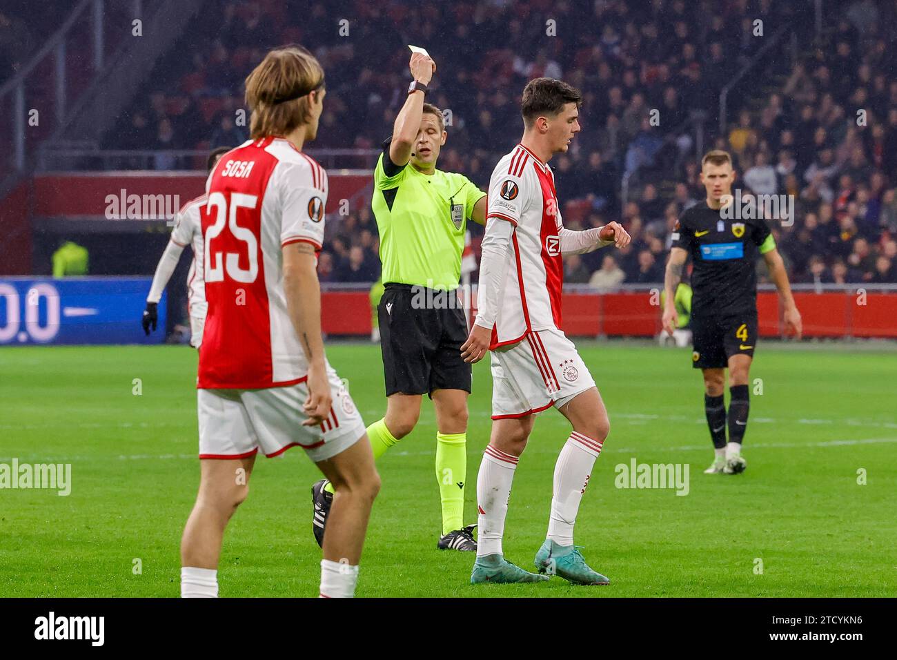 AMSTERDAM, NETHERLANDS - DECEMBER 14: referee Craig Pawson shows the ...