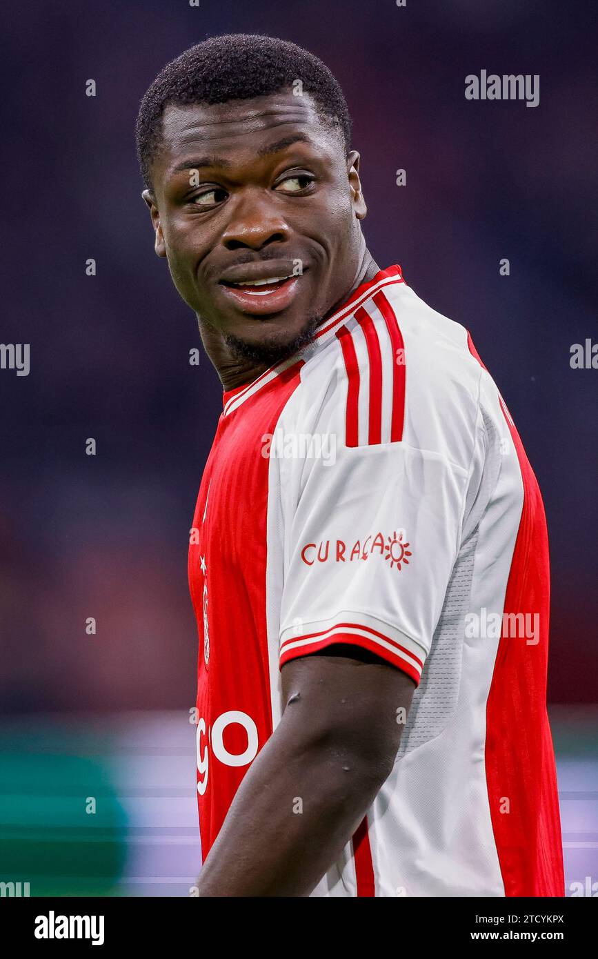 AMSTERDAM, NETHERLANDS - DECEMBER 14: Brian Brobbey (Ajax) looks on ...