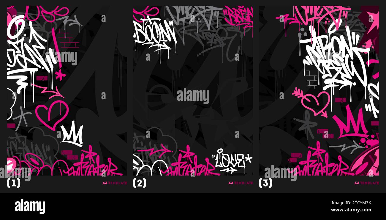 Dark Pink Abstract Urban Style Hiphop Graffiti Street Art Vector ...