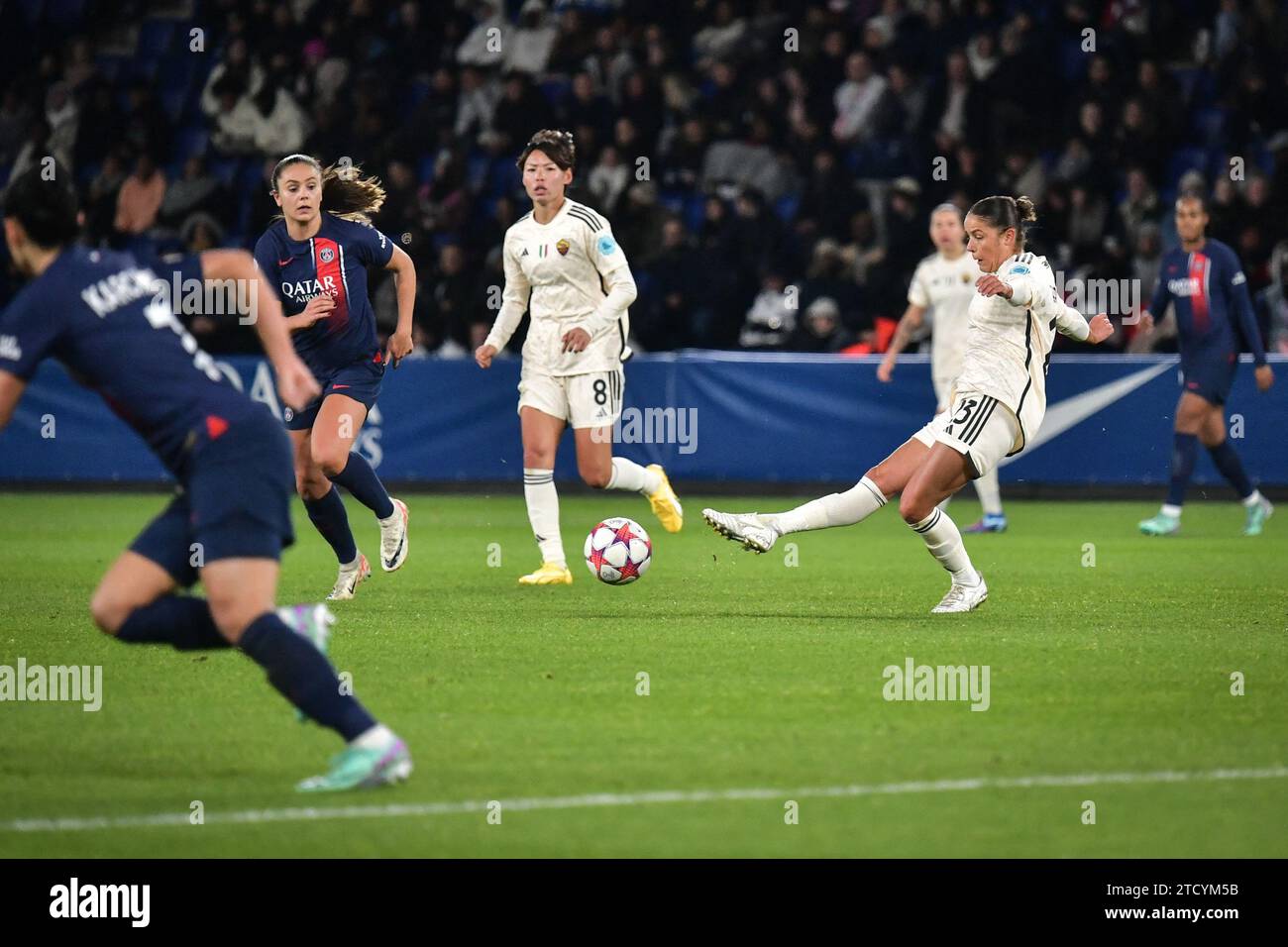AS Roma's midfielder Laura Feiersinger (C) kicks the ball during the ...