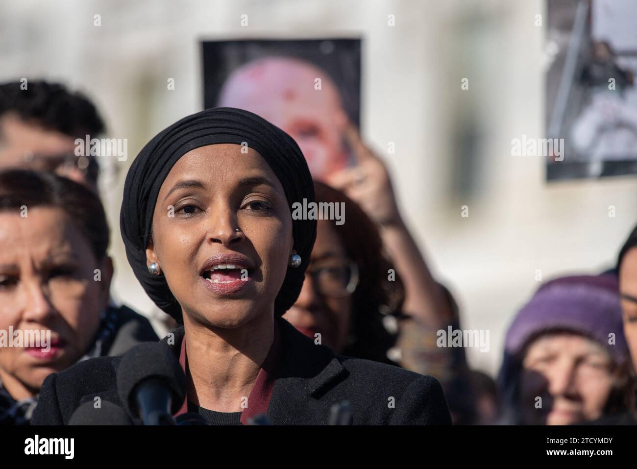 United States Representative Ilhan Omar (Democrat of Minnesota) speaks ...